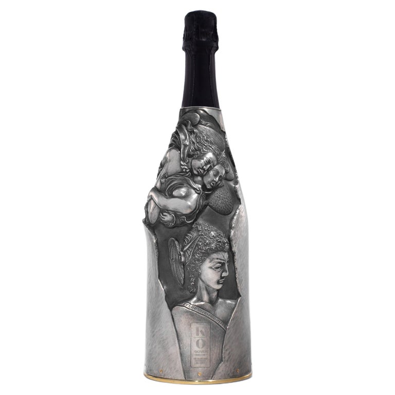 21st Century Diego Solid Pure Italian Silver Champagne Cover For Sale ...