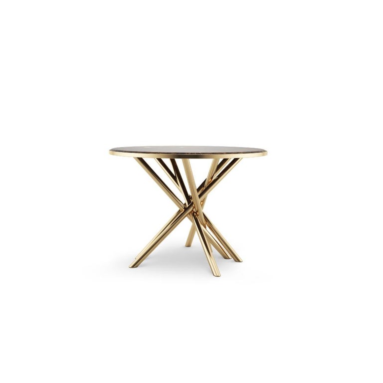 21st Century Duchess Side Table Emperador Marble Polished Brass For ...