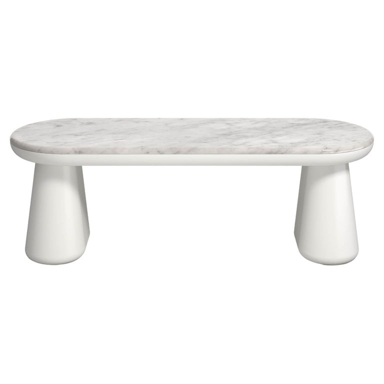 21st Century Elena Salmistraro Ione Bench Polyurethane White Carrara Marble For Sale at 1stDibs