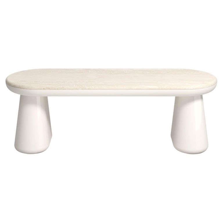 21st Century Elena Salmistraro Ione Bench Polyurethane White Travertine ...