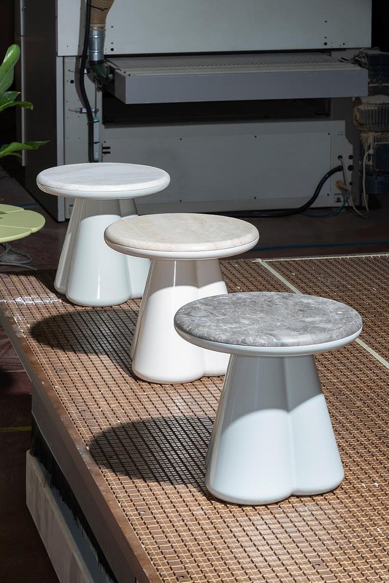 21st Century Elena Salmistraro Stool Low Table White Carrara Marble Polyurethane For Sale at 1stDibs