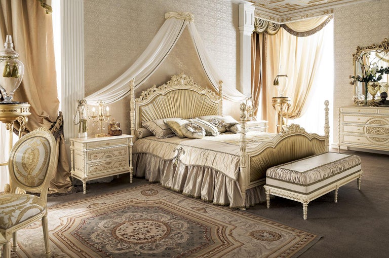 21st Century Empire-Style Bed Bench with Plated Fabric by Modenese ...