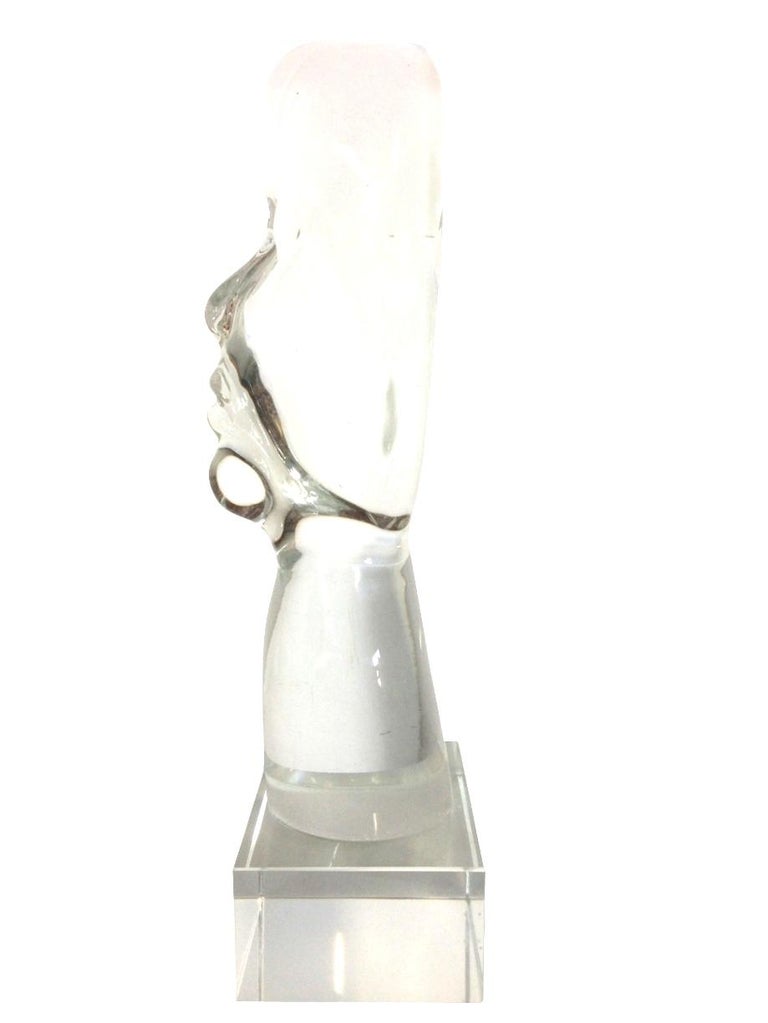 21st Century European Hand Blown Solid Art Glass Bust "Face" Sculpture ...