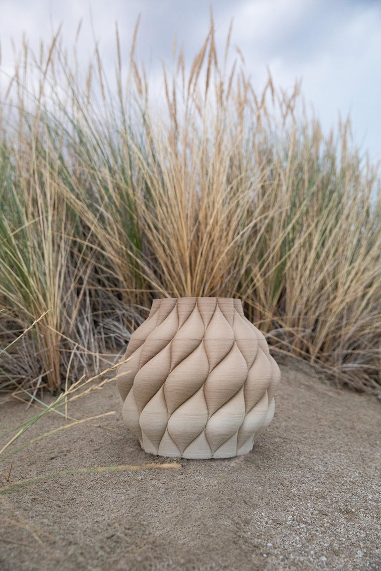21st Century Fading Gradient Beige Ceramic Mumbai Vase Handcrafted ...