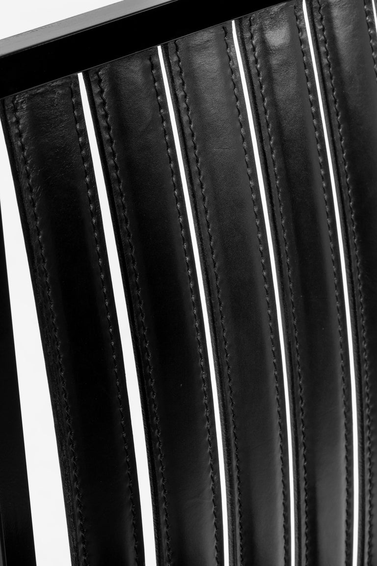 21st Century Frac Chair, Lacquered Iron and Black Leather, Made in ...
