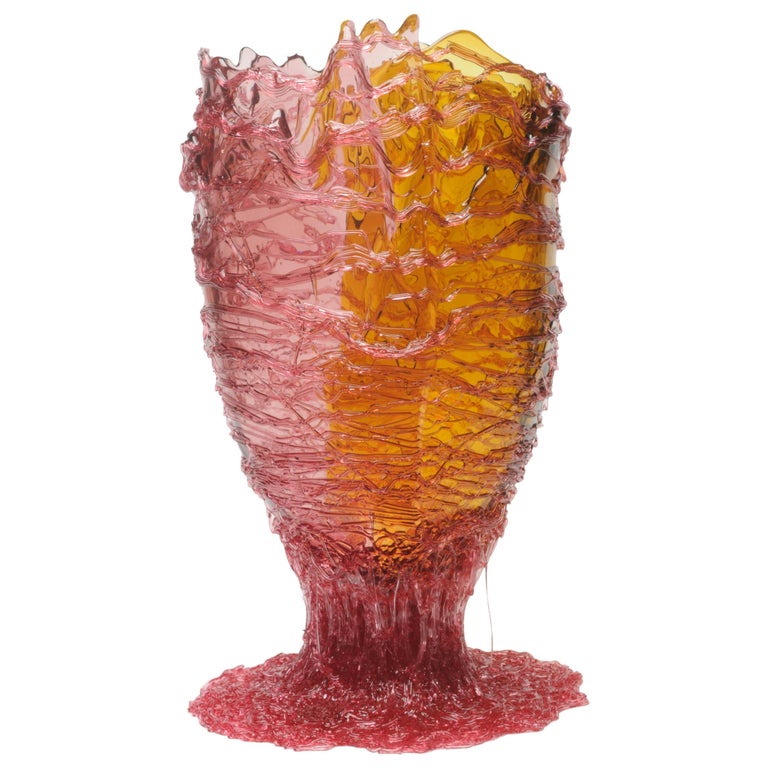 21st Century Gaetano Pesce Spaghetti XL Vase Resin Pink Amber Fuchsia ...