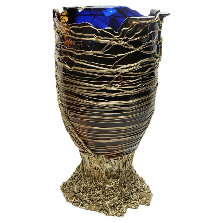 21st Century Gaetano Pesce Spaghetti XL Vase Resin Blue Brown Bronze ...