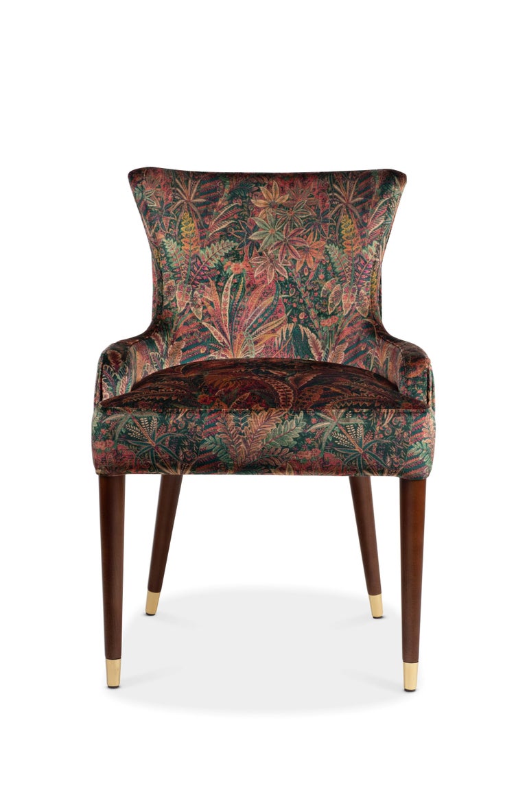 21st Century Gardner Dining Chair Cotton Velvet Walnut Wood For Sale at ...