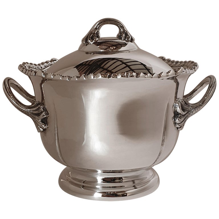21st Century Georgian Style Hand-Crafted Sterling Silver Jam Jar, Italy ...