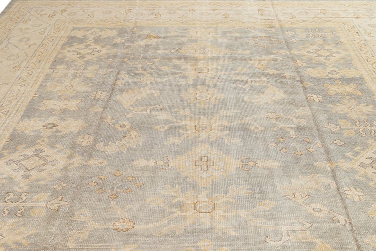 21st Century Gray and Beige Indian Oushak-Style Rug For Sale at 1stDibs
