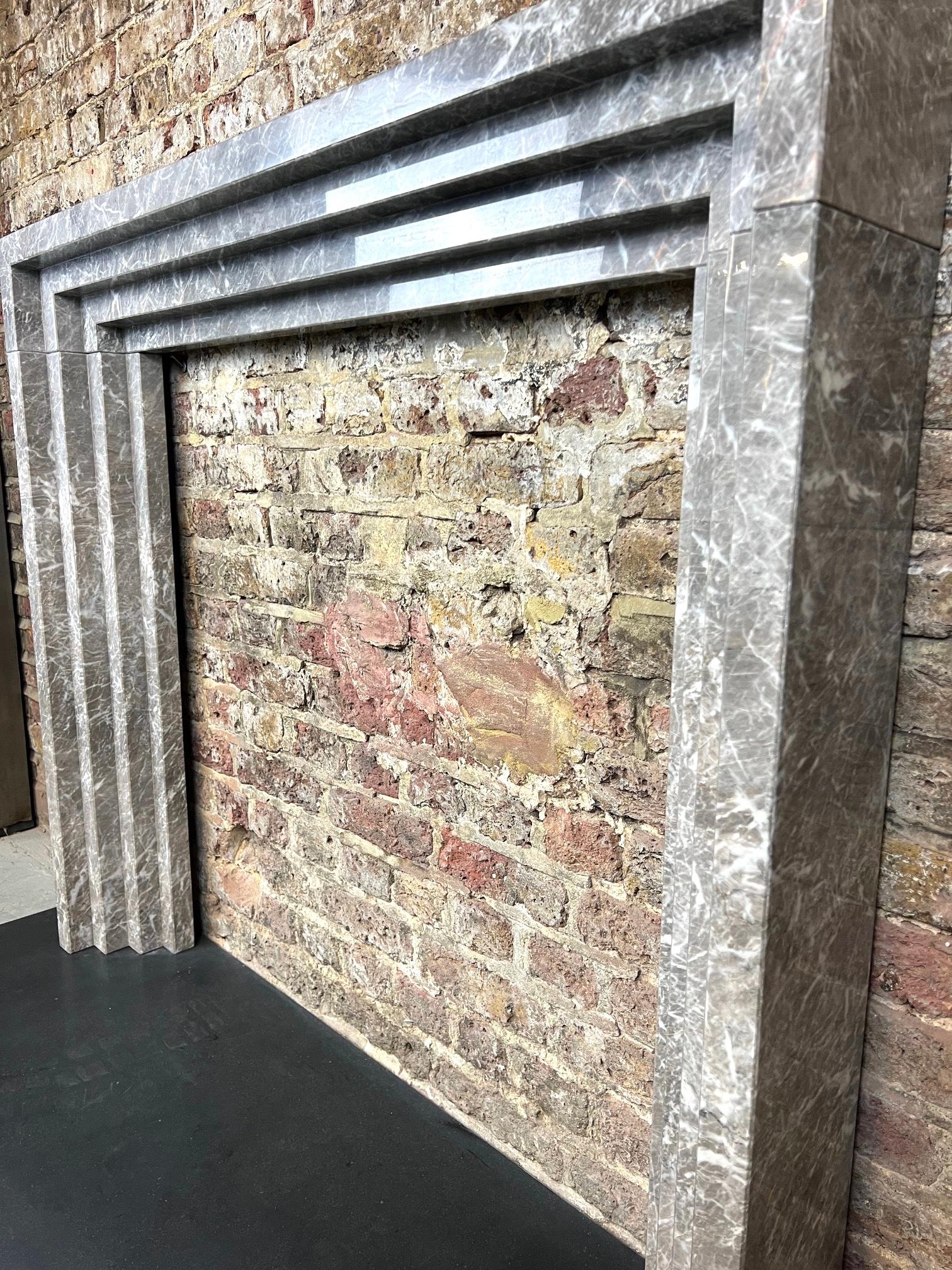 21st Century Grey Marble Stepped Fireplace Surround For Sale at 1stDibs