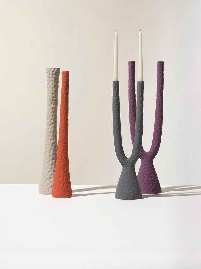 21st Century Grey Matt Candlestick by Ceramica Gatti, designer A ...