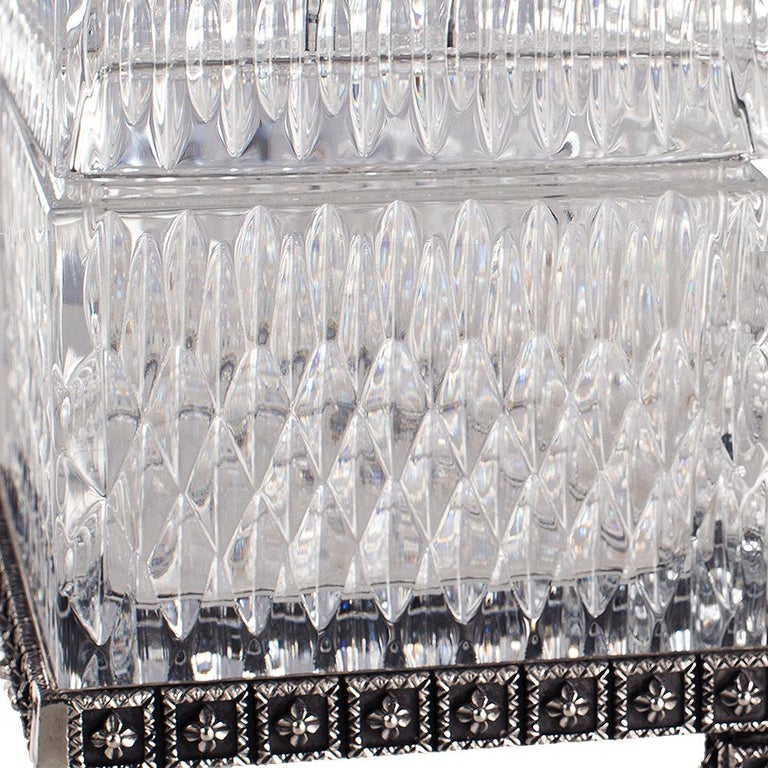 21st Century, Hand-Carved Clear Crystal and Bronze Box For Sale at 1stDibs