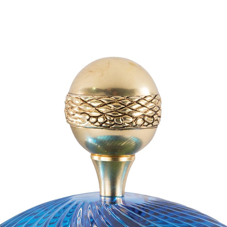21st Century, Hand-Carved Light-Blue and Amber Crystal and Bronze Box ...