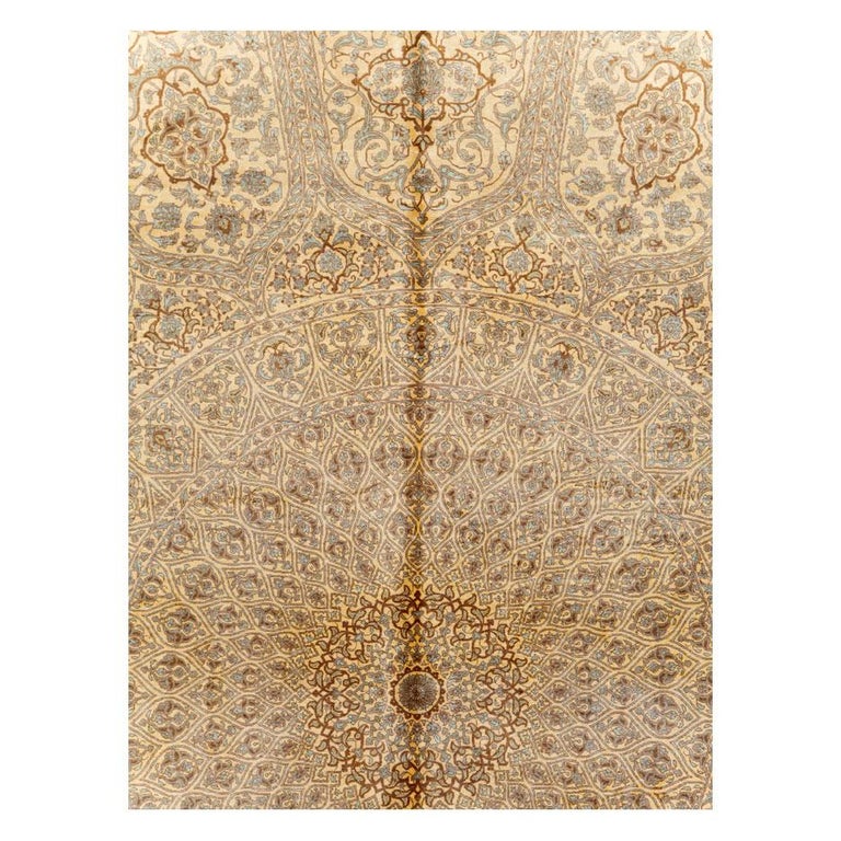 21st Century Handmade Persian Silk Quom Accent Carpet For Sale at 1stDibs