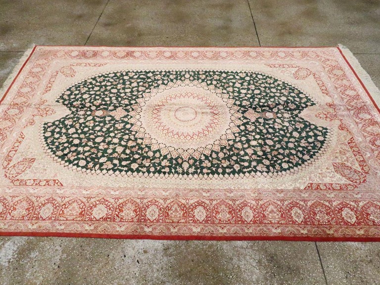 21st Century Handmade Persian Silk Quom Accent Carpet For Sale at ...