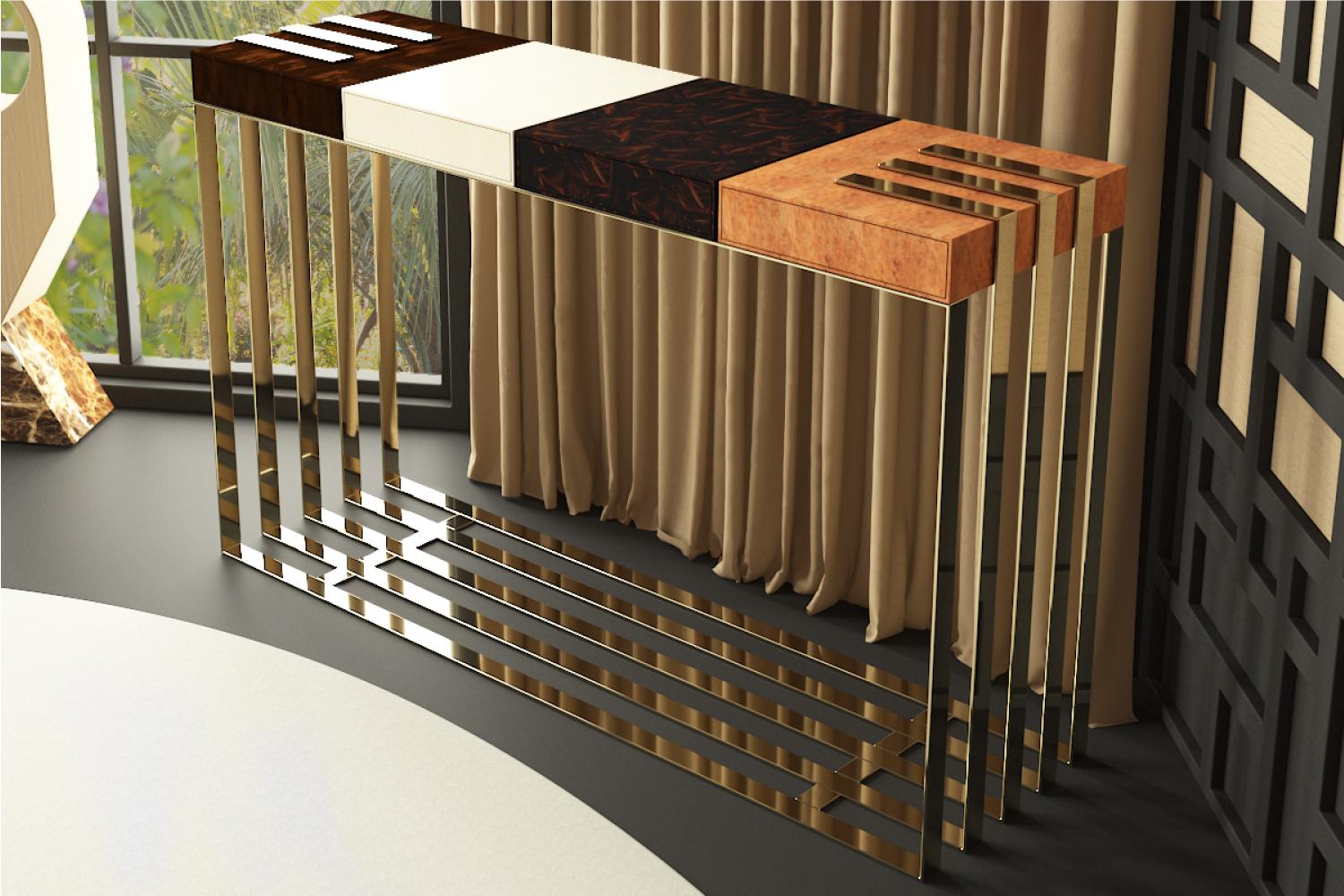 21st Century Hollow Console Multiple Woods For Sale at 1stDibs