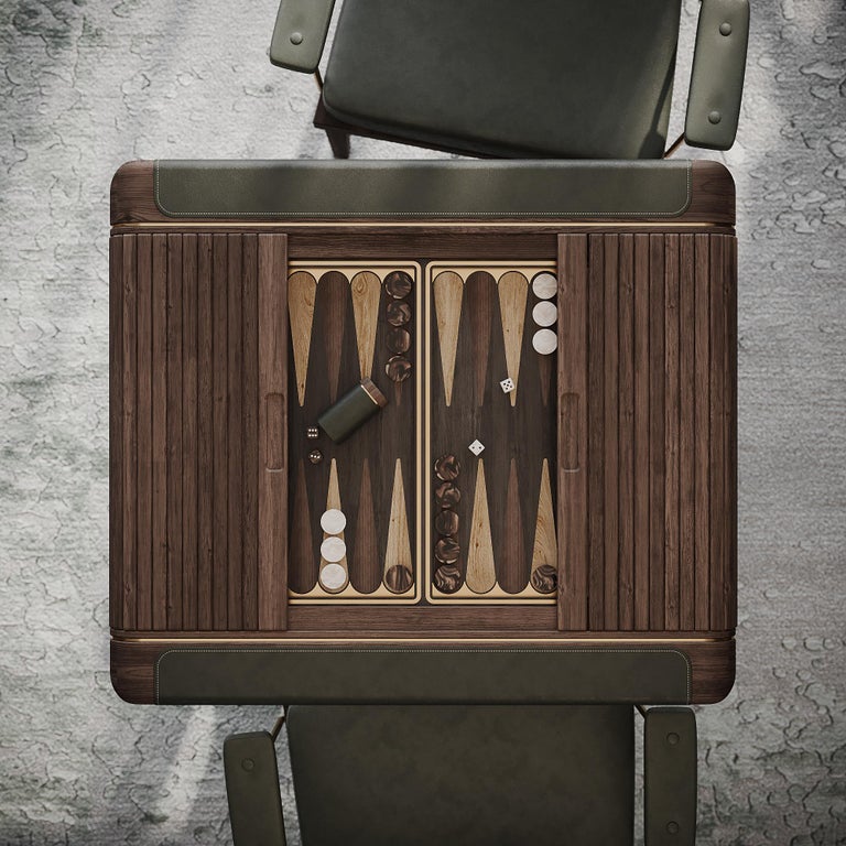 21st Century Jacoby Backgammon Table Leather Wood Marquetry For Sale at ...