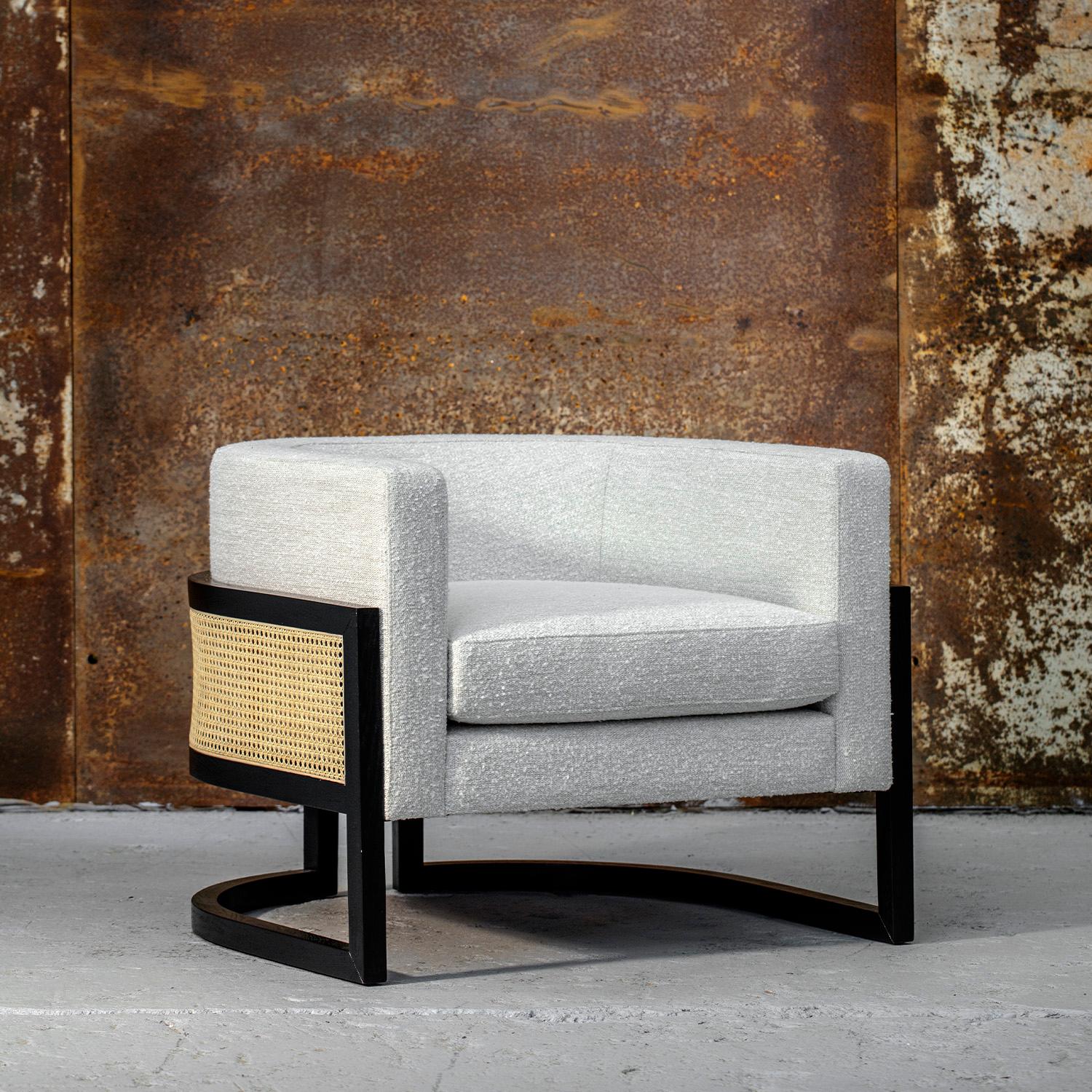 21st Century Julius Caned Armchair in Darkned Sikomoro Wood and Rattan ...