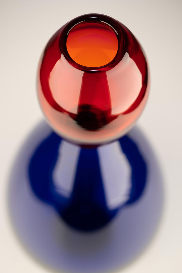 21st Century Karim Rashid King Vase Murano Glass Oriental Red and Ocean ...