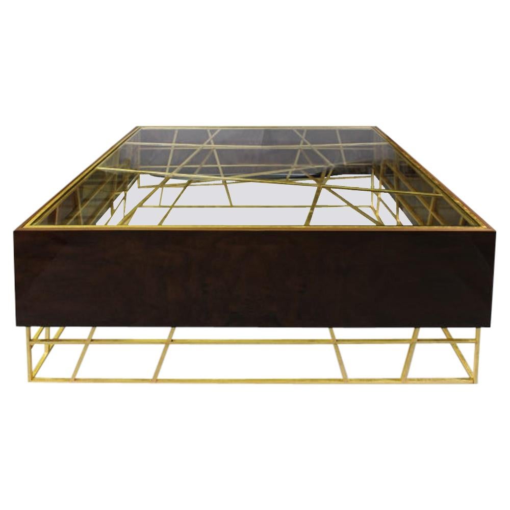 21st Century Ethnos Center Table Elm Burl Gold Leaf Coated Wood For ...