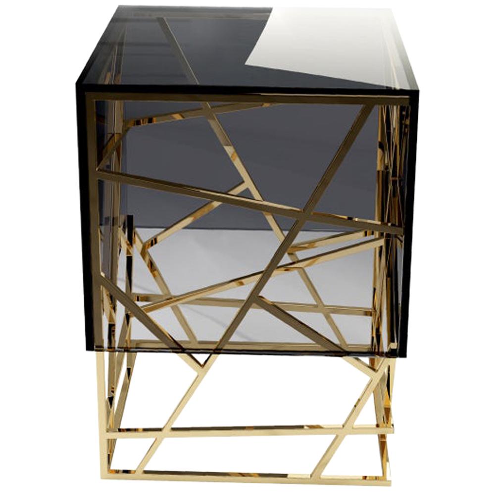 21st Century Kenzo II Center Table Smoked Glass Gold Leaf Coated ...