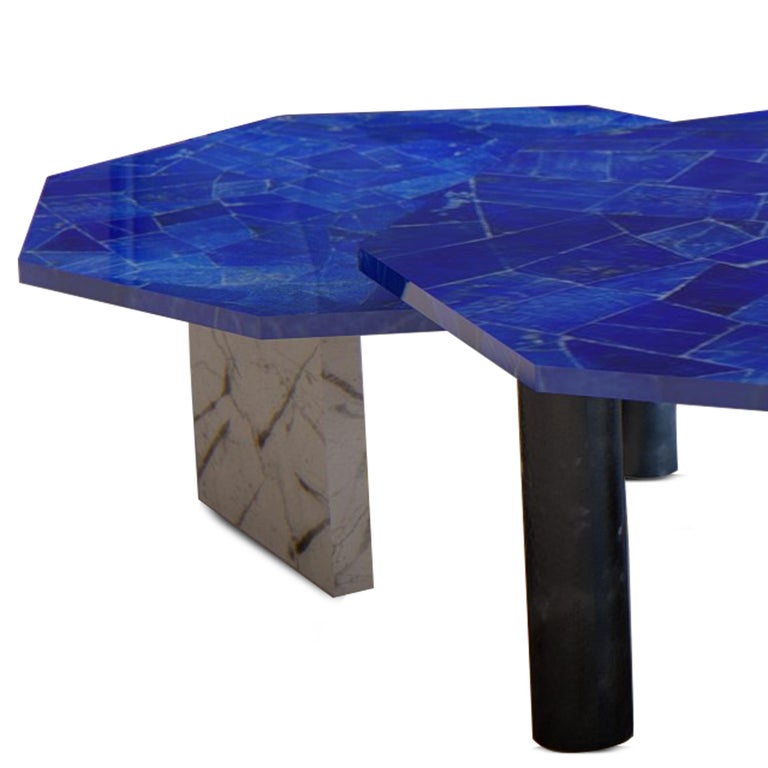 Tische des 21. Jahrhunderts aus Lapislazuli, Marmor mit Halbedelsteinen ...