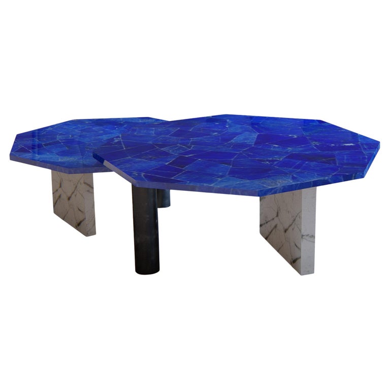 Tische des 21. Jahrhunderts aus Lapislazuli, Marmor mit Halbedelsteinen ...