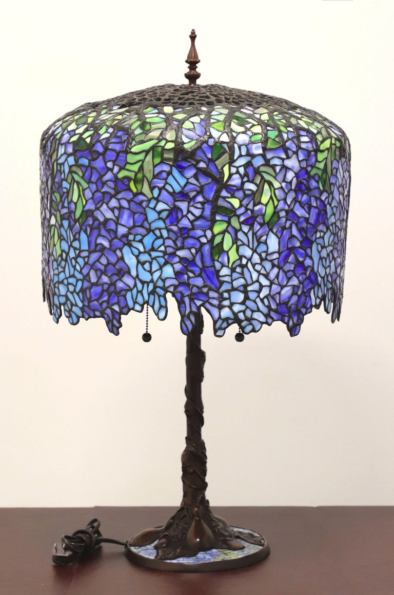 21st Century Large Tiffany Style Wisteria Table Lamp For Sale at 1stDibs