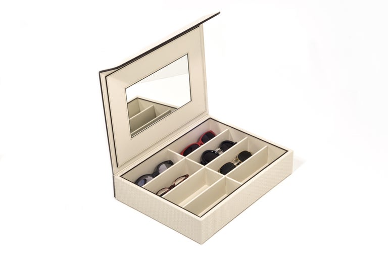 21st Century Leather Eyeglasses Box Cover with Mirror Handcrafed in ...