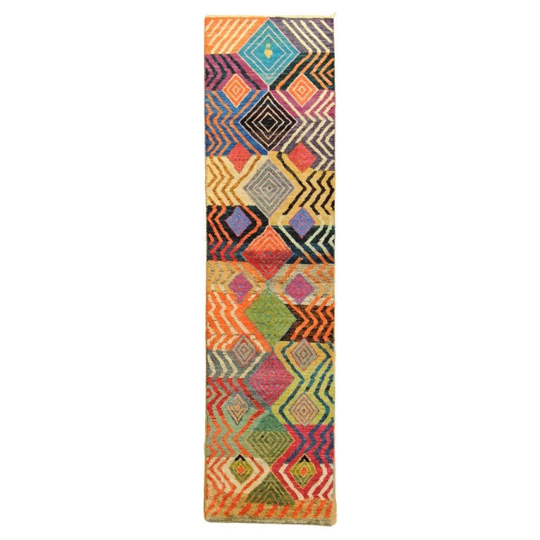 21st Century, Light Multicolour Orange Pourple Blue Green Runner Rug ...