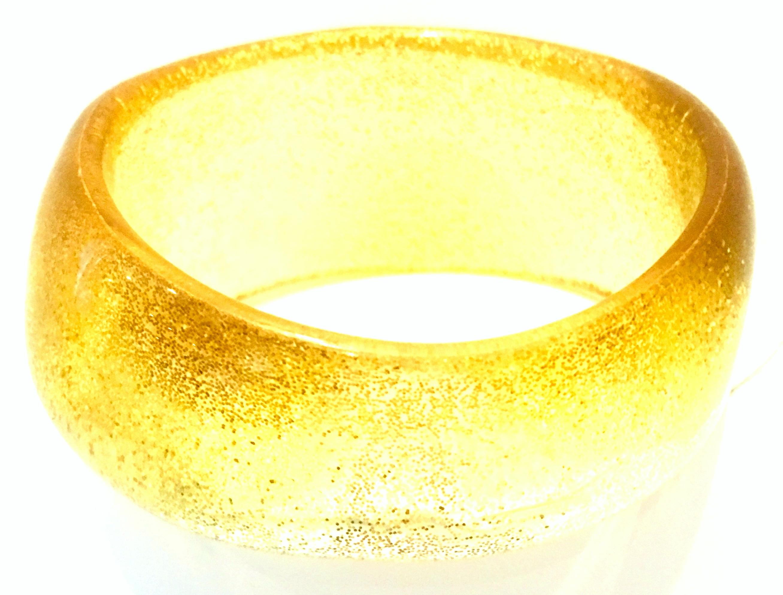 21st Century Lucite Metallic Yellow and Gold Oblong Bangle Bracelet For ...