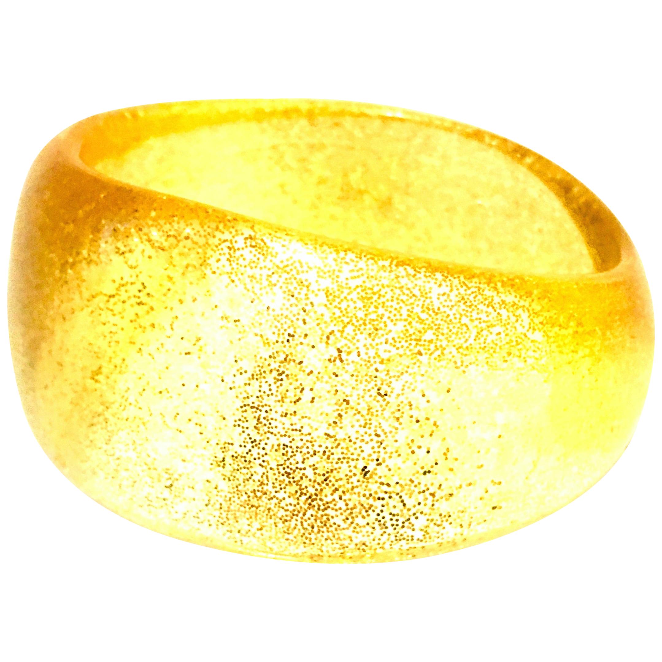 21st Century Lucite Metallic Yellow and Gold Oblong Bangle Bracelet For ...