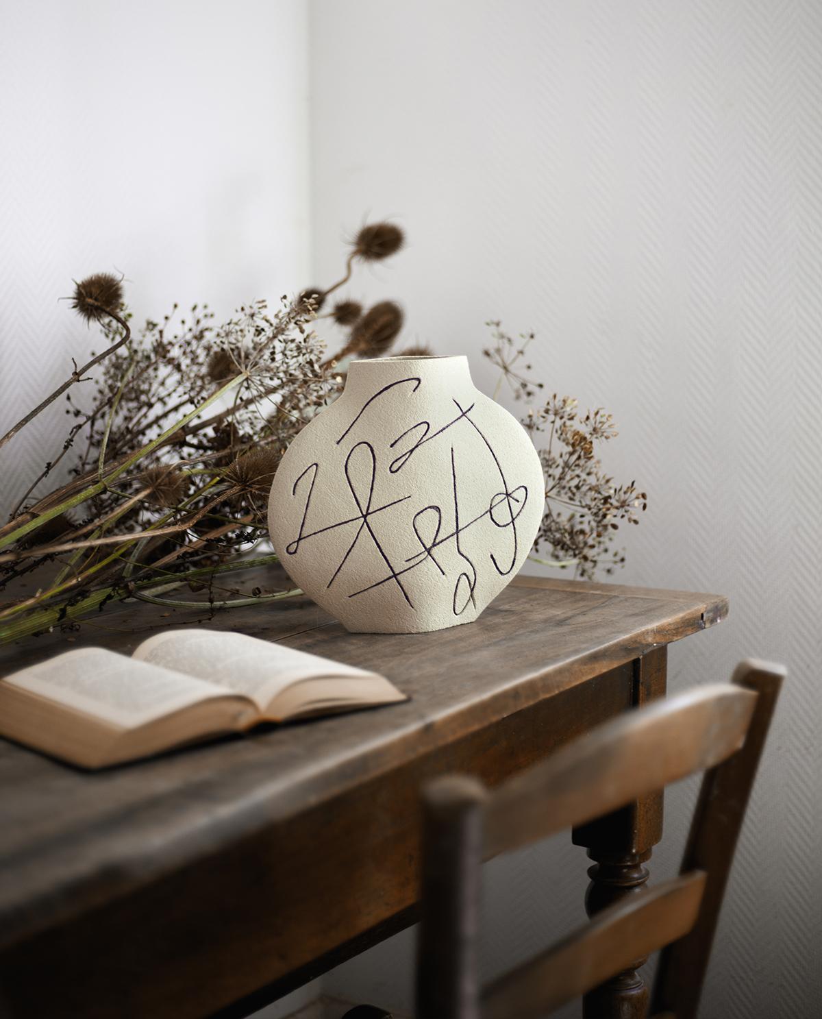 21st Century Lune 'M', Lines Vase in Ceramic, Hand-Crafted in France ...