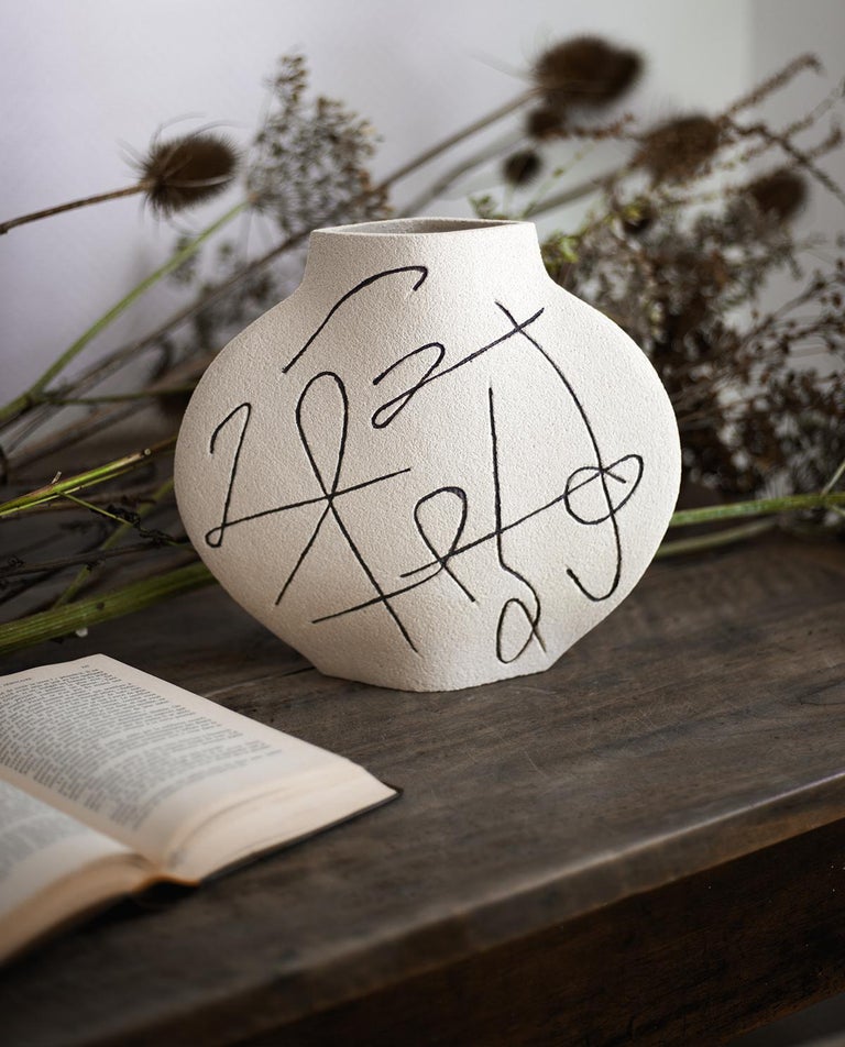21st Century Lune 'M',Lines Vase in Ceramic, Hand-Crafted in France For ...