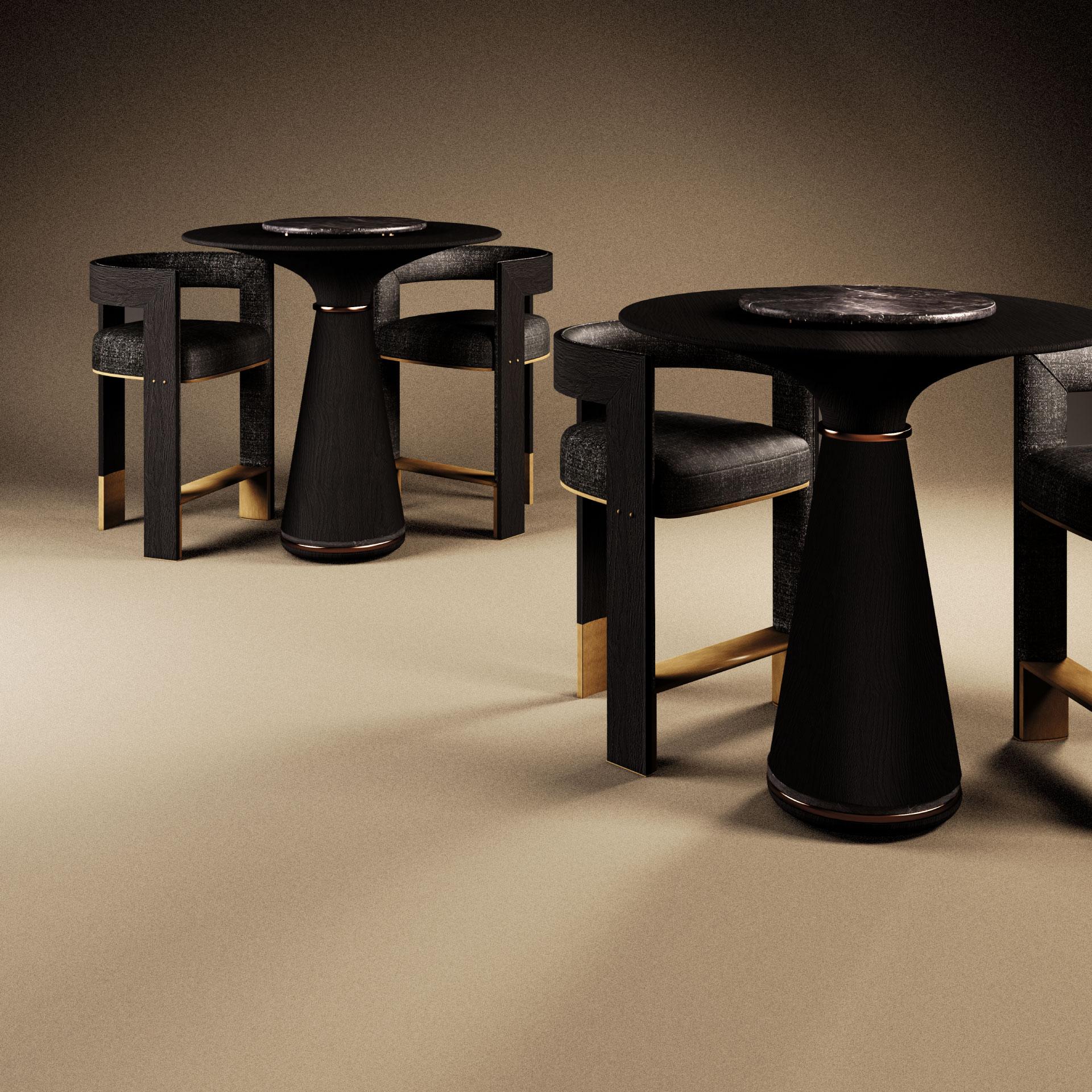 21st Century Manhattan XL Bar Table Black Stained Ashwood Brass Grey ...