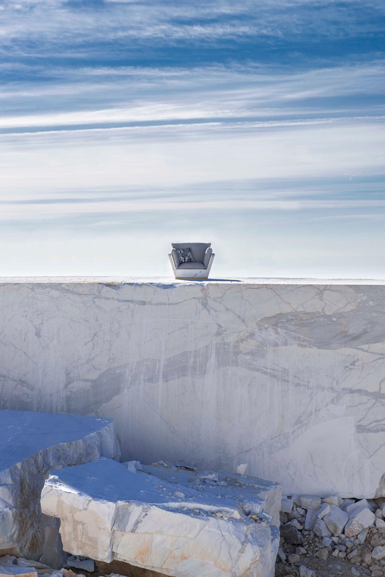 21st Century Mattis White Statuario Marble Teakwood Armchair Customized ...