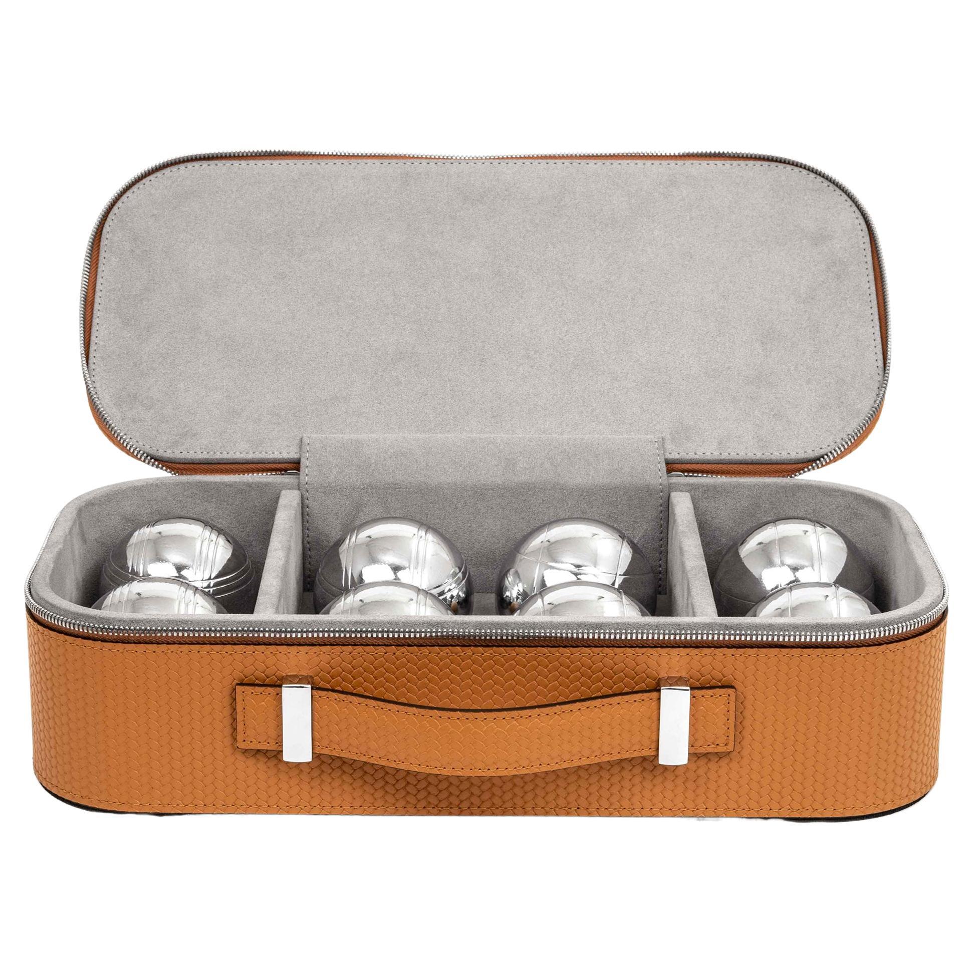 21st Century Bowling Game Set in Walnut Wood and Leather Handmade in ...