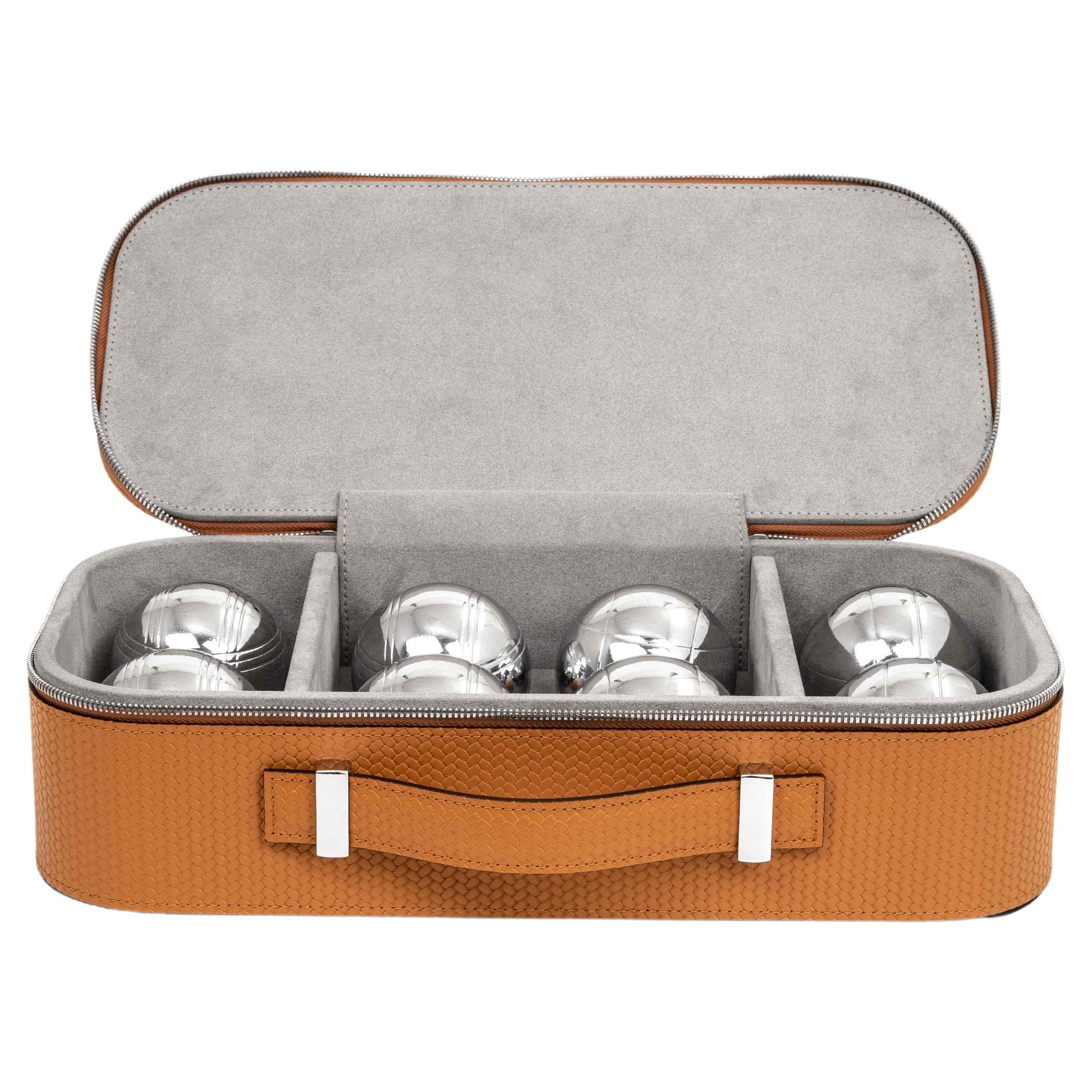 21st Century Bowling Game Set in Walnut Wood and Leather Handmade in ...