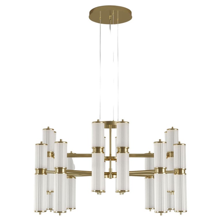 21st Century Miami II Suspension Lamp Fluted Glass Brass For Sale at ...