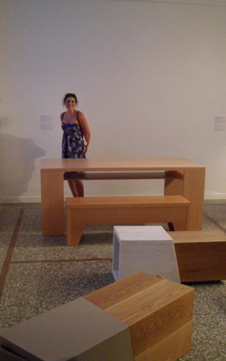 21st Century, Minimalist, European, Bench Made of Lined Beechwood in ...