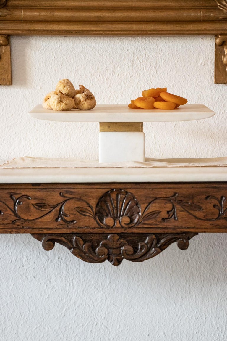21st Century, Minimalist, European Serve Ware, White Greek Marble and ...