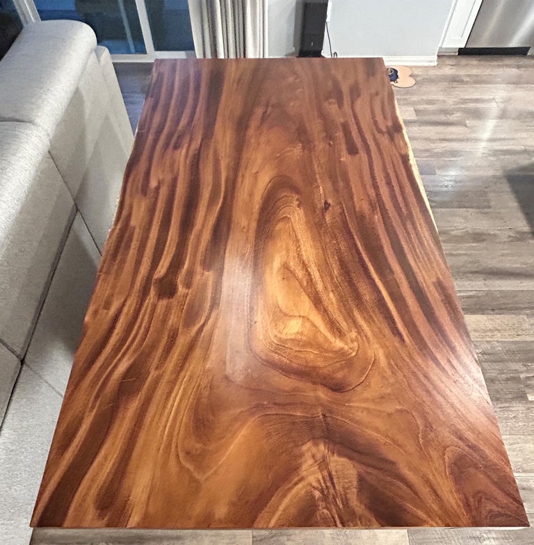 21st Century Minimalist Inspired Parota Slab Dining Table, Conference ...