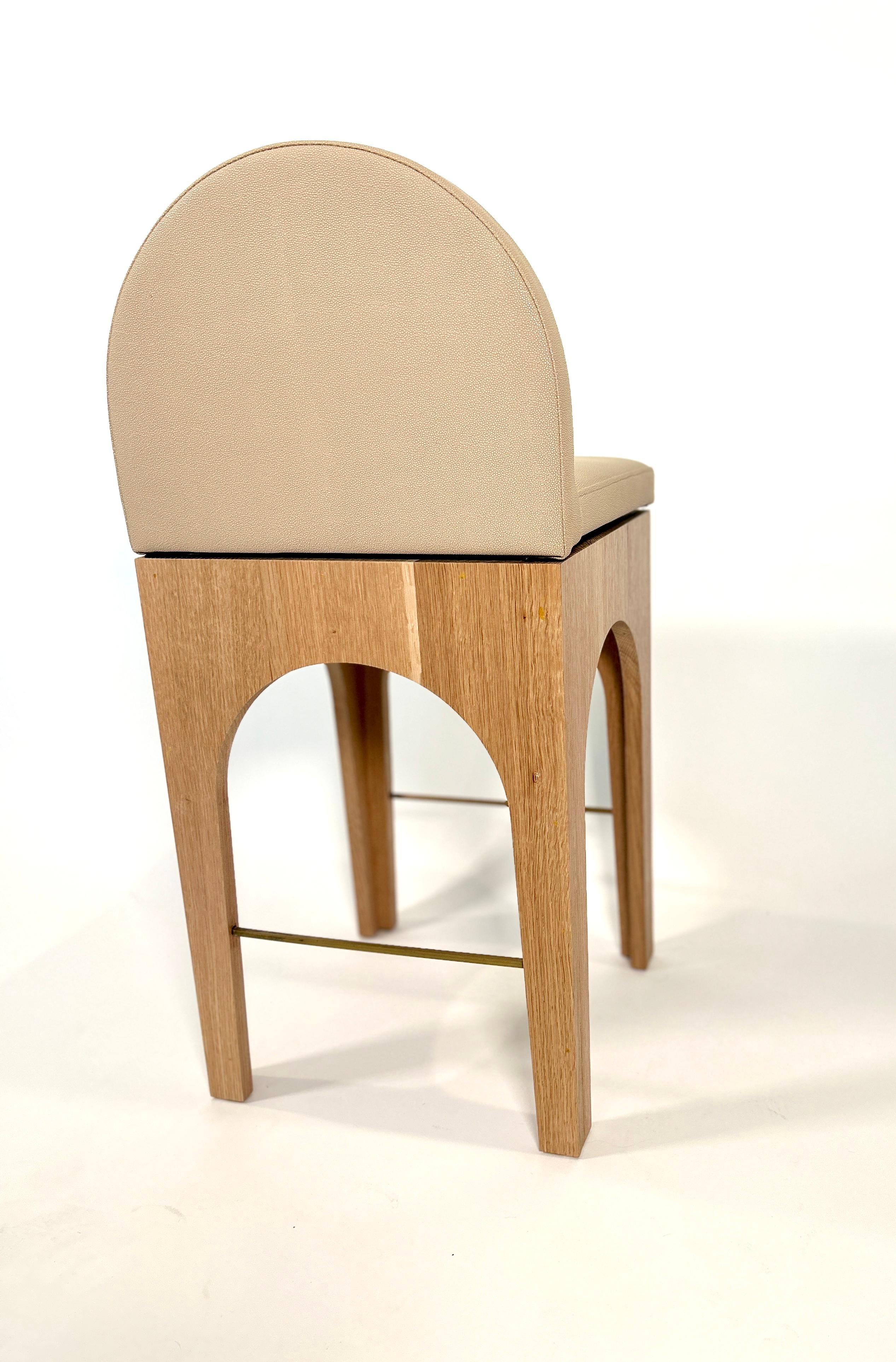 21st Century Minimalist Rift Sawn White Oak Swivel Counter Stool For ...