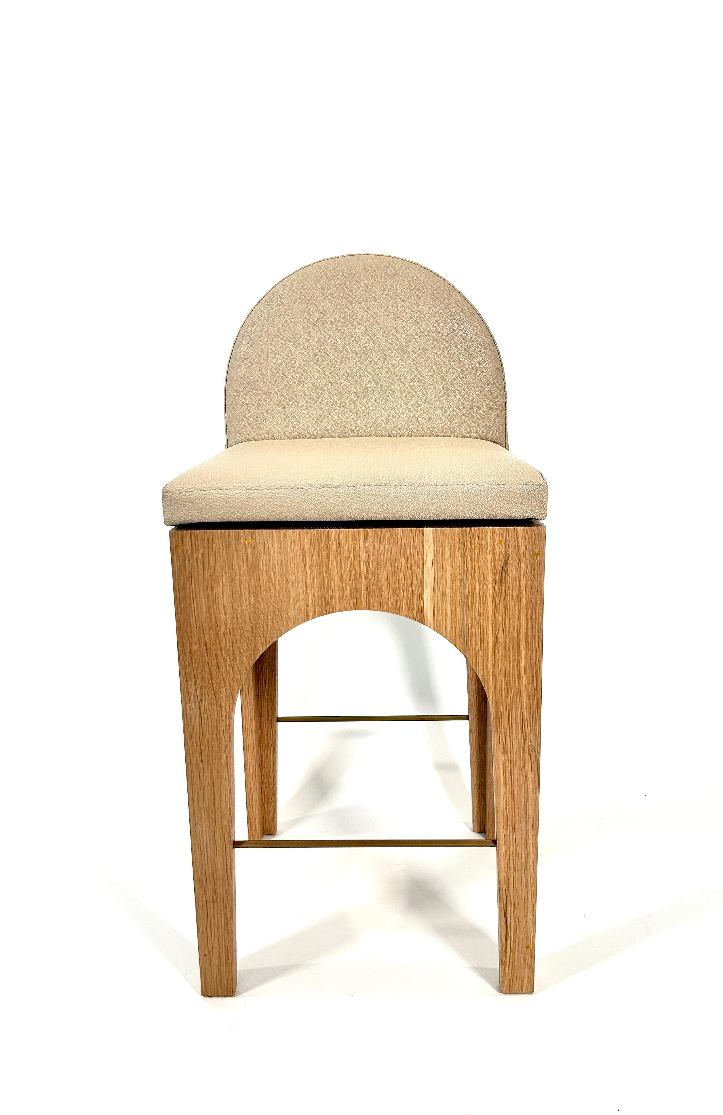 21st Century Minimalist Rift Sawn White Oak Swivel Counter Stool For ...