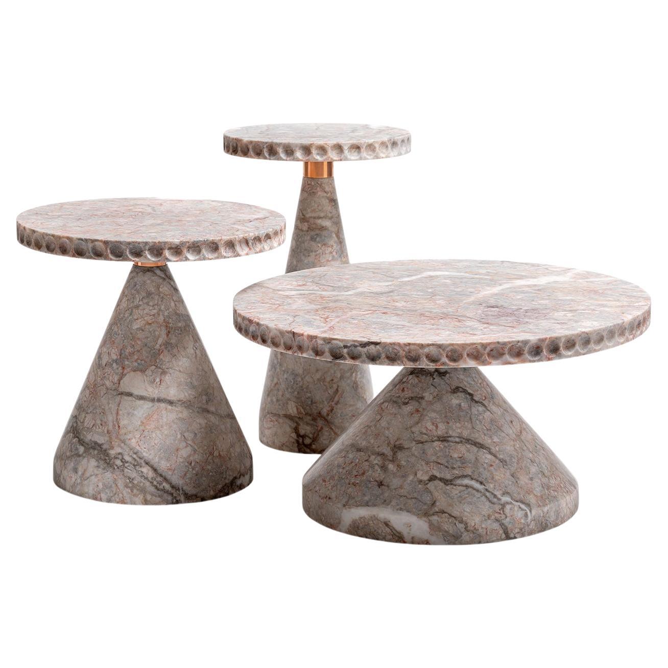 21st Century Mirage Coffee Table Nesting Set in Marble and Copper For ...