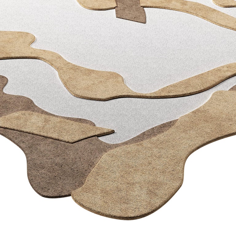 21st Century Modern Abstract Design Bright Pastel Rug in Lyocell, Gray ...