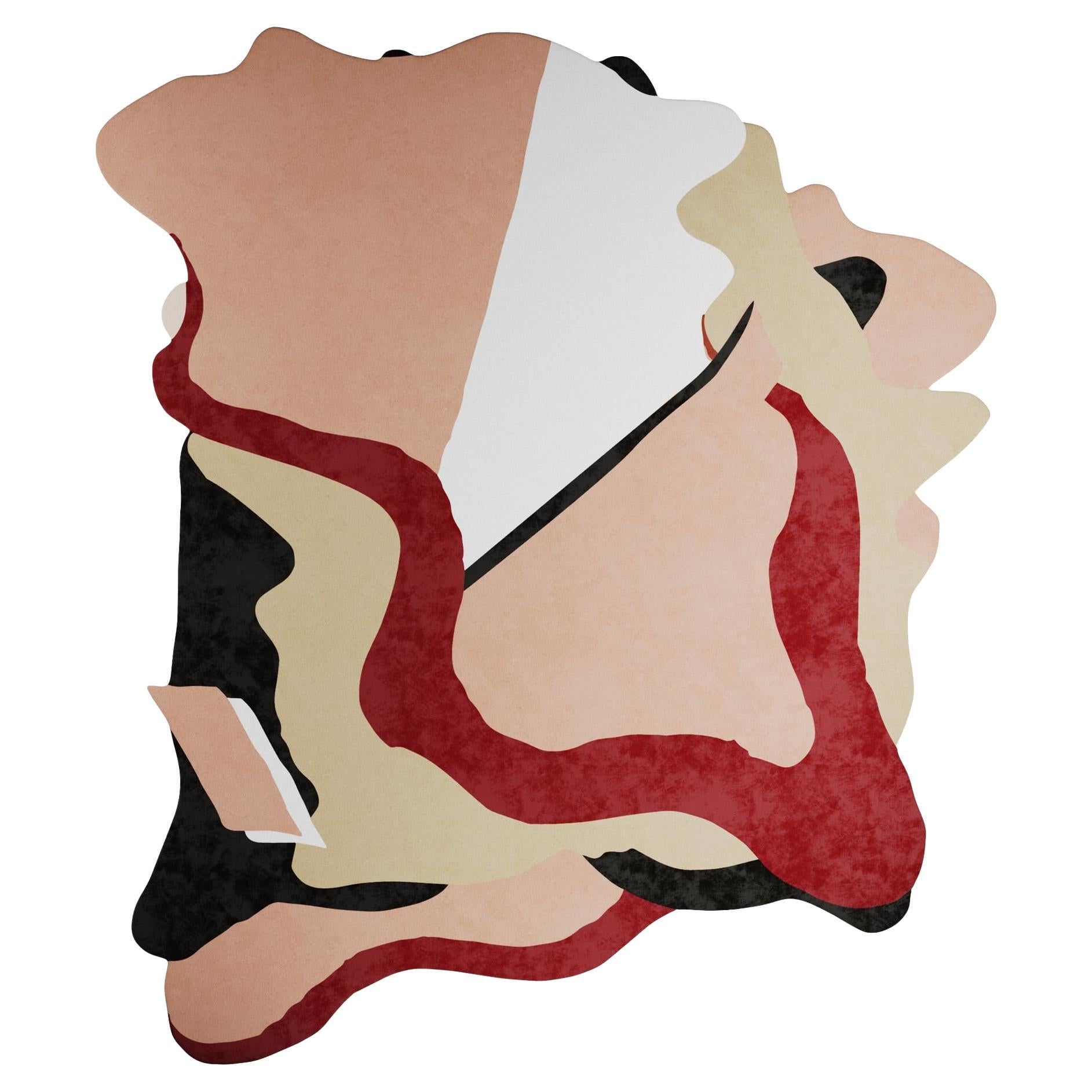 21st Century Modern Abstract Design Rug Hand-Tufted Wool Orange, Black ...