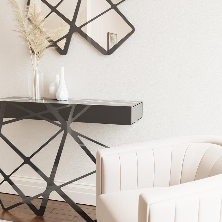 Accent Organic Console Table High-Gloss Black Steel and Matte Black ...