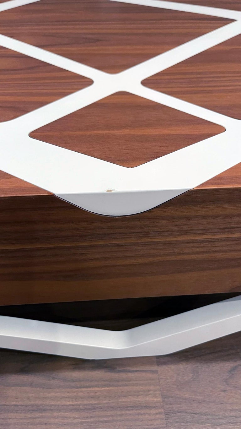 21st Century Modern Center Coffee Table in Walnut Wood and White ...